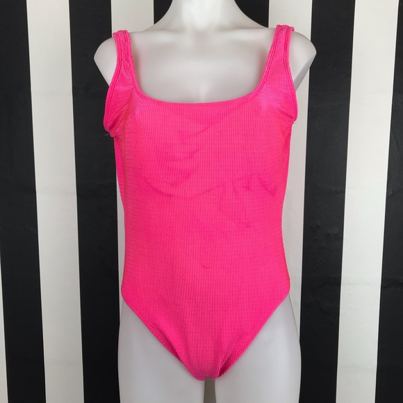 Vintage | Swim | 5 For 25 Honors Hot Pink Ribbed Open Back One Pc ...